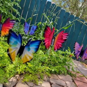 Blue & Yellow Metal Butterfly Garden Stake: Whimsical Garden Decor - Etsy