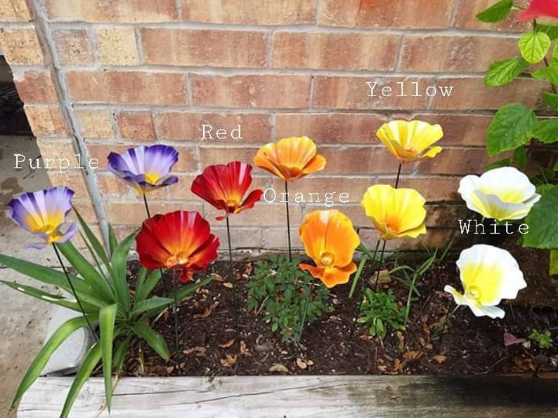 Limited Time California Poppy Metal Garden Stake: Hand-painted Yard Art ...