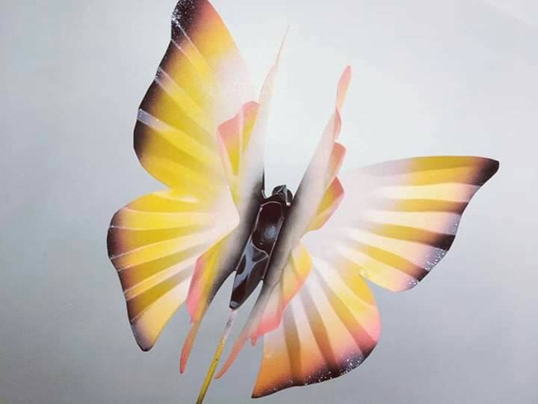 Metal Butterfly Garden Stake, Yellow Butterfly Garden Stake, Garden ...