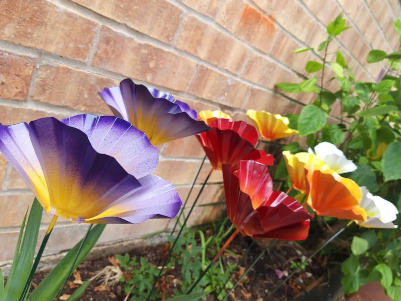 Limited Time California Poppy Metal Garden Stake: Hand-painted Yard Art ...