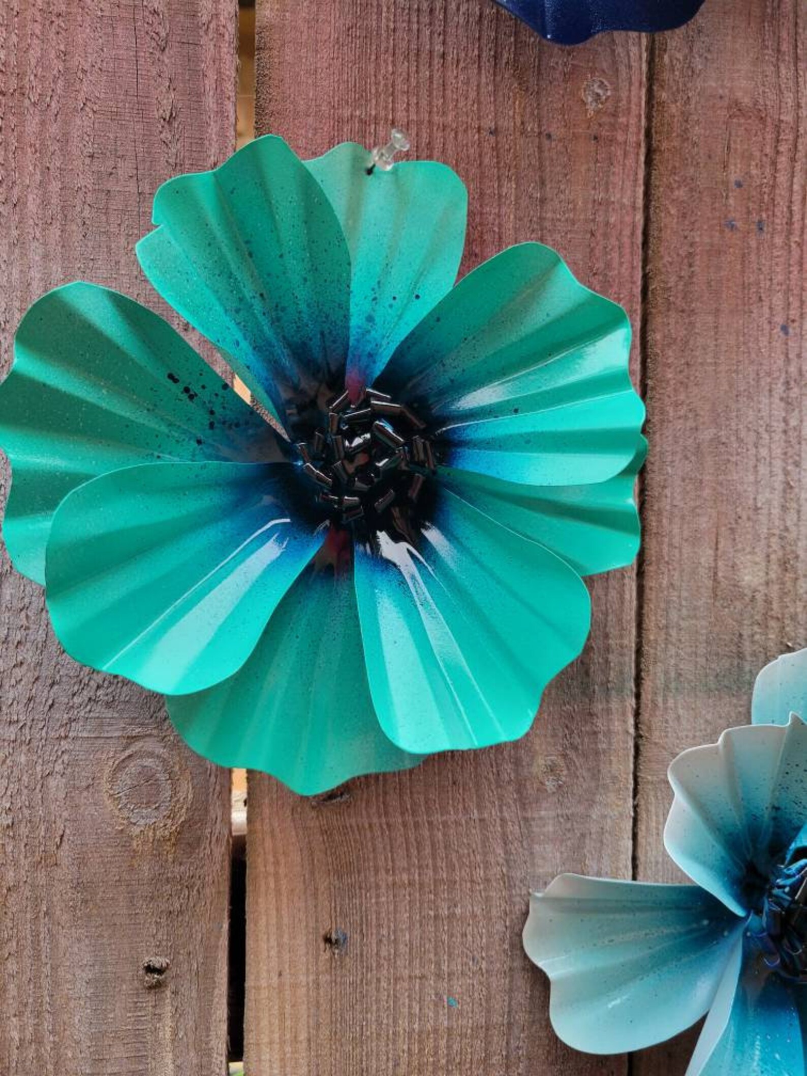 Metal Cosmo Flower, Fence Flower, Garden Art, Metal Garden Decor - Etsy