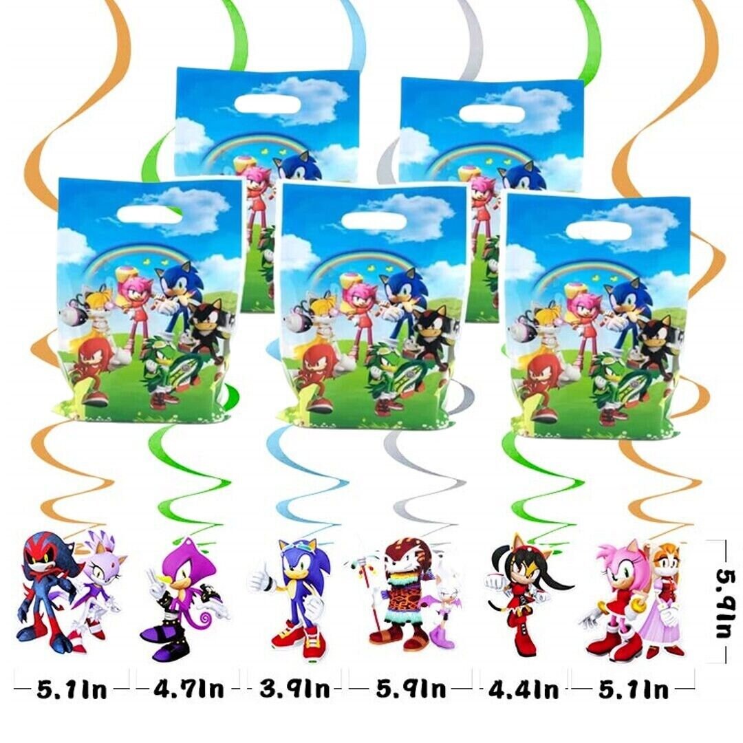 SONIC THE HEDGEHOG Birthday Party Decorations Hanging Swirls 10 Party ...