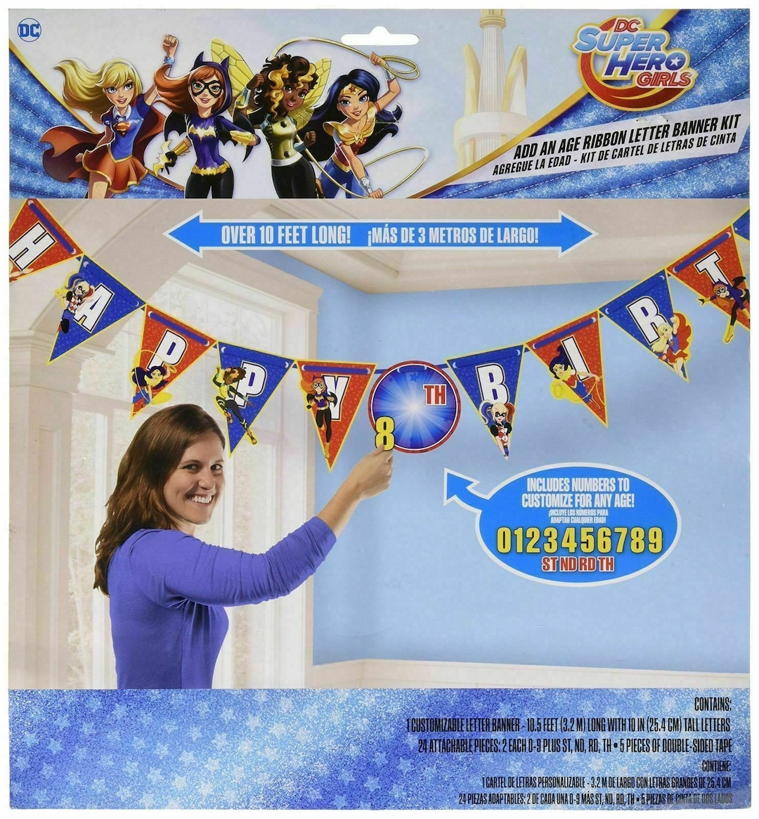 DC Super Hero Girls HAPPY BIRTHDAY Banner Kit Custom Jumbo Letters 10 ...