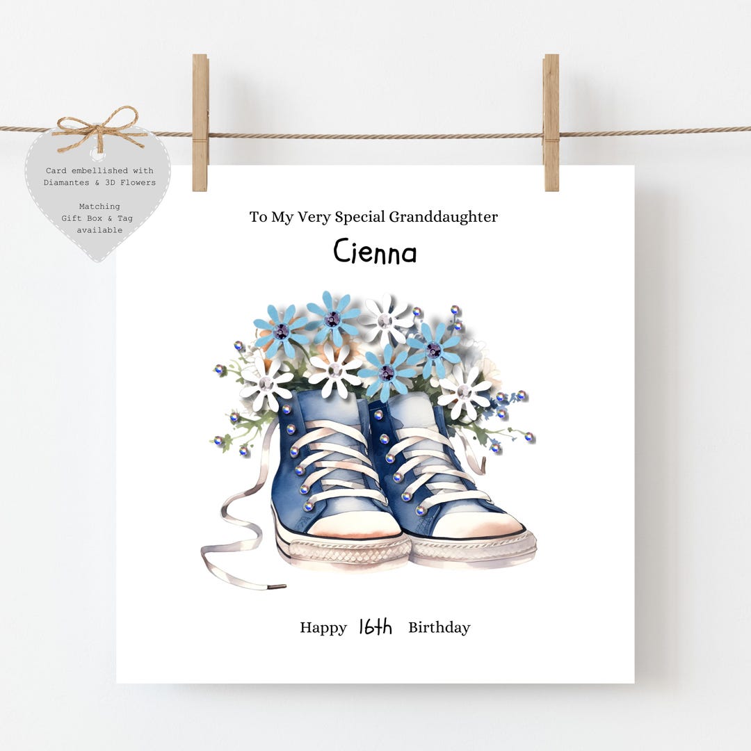 Personalised Kickers/vans Birthday Card: Handmade Floral Trainers, Gift ...