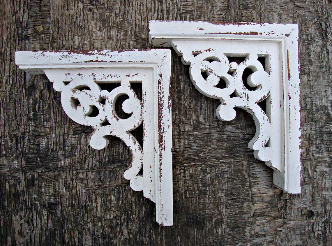 Shelf Brackets Farmhouse Decor Wooden Shelf Bracket Shabby | Etsy
