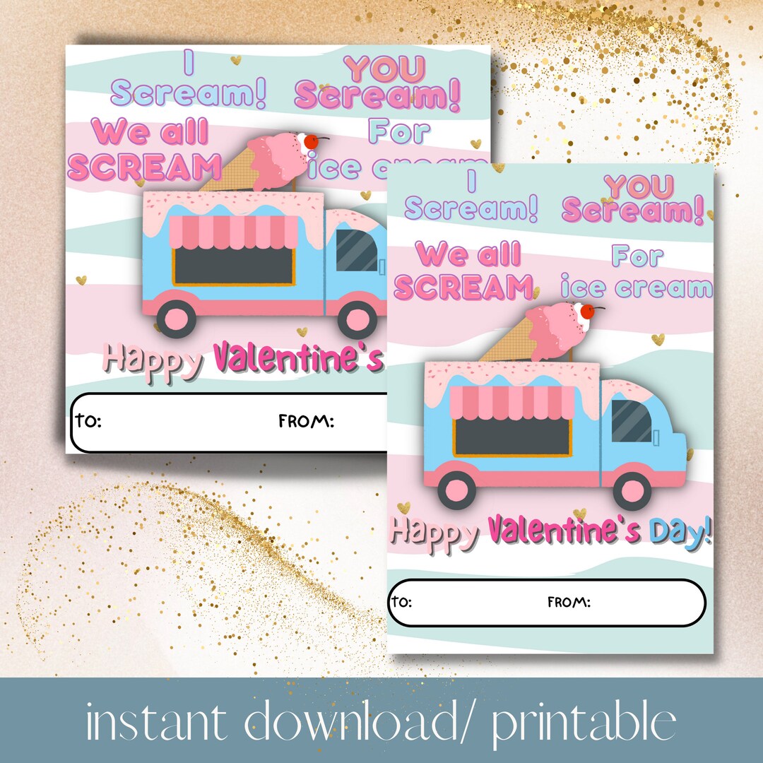 PRINTABLE Ice Cream V-day Class Tag/ DIY Gift Tag INSTANT Download - Etsy