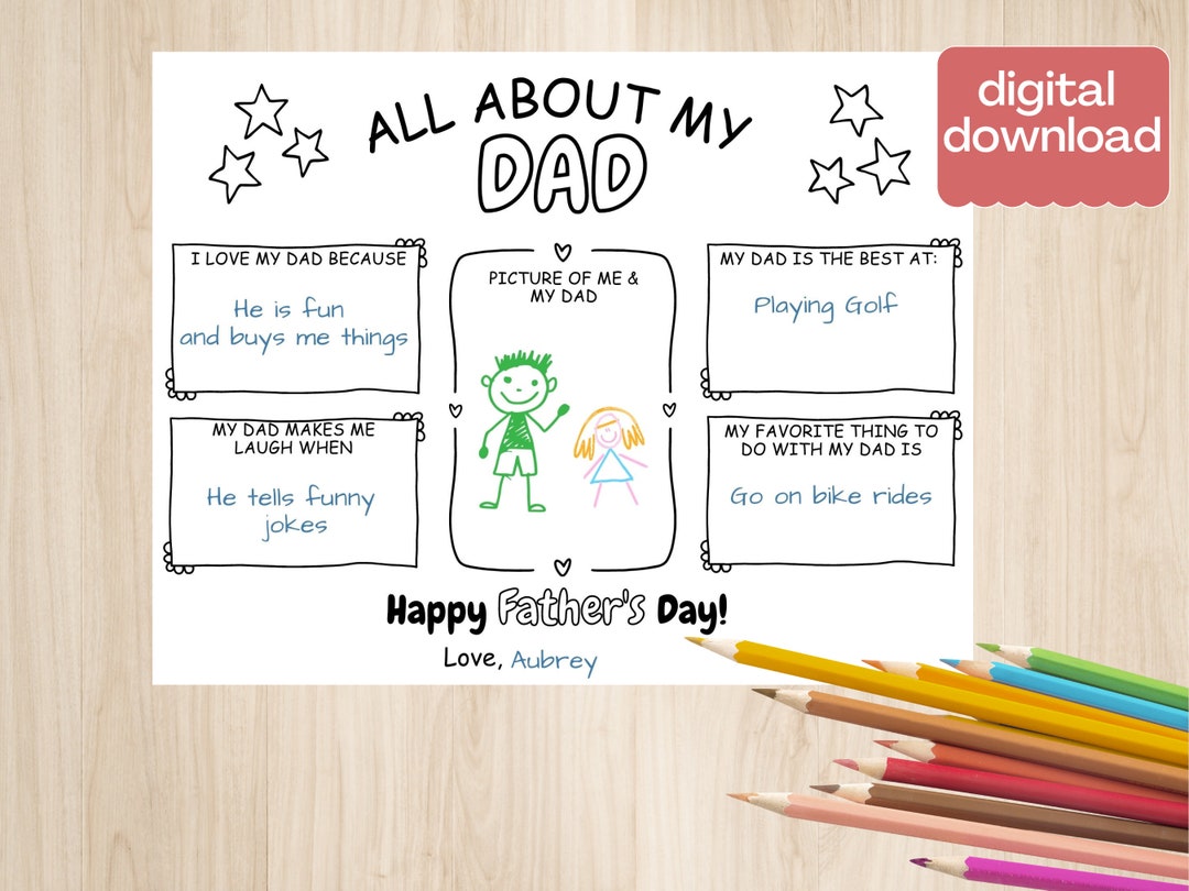 All About Dad Father's Day Printable Digital Download - Etsy