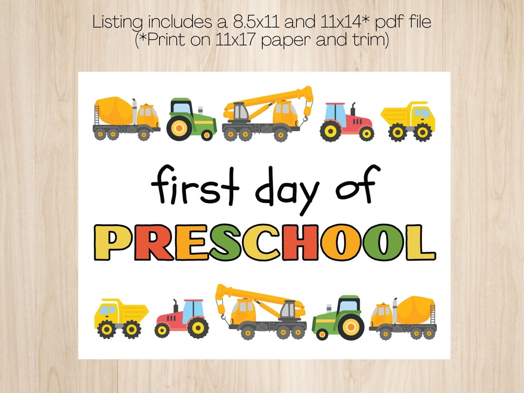 First Day of Preschool - Trucks - Etsy