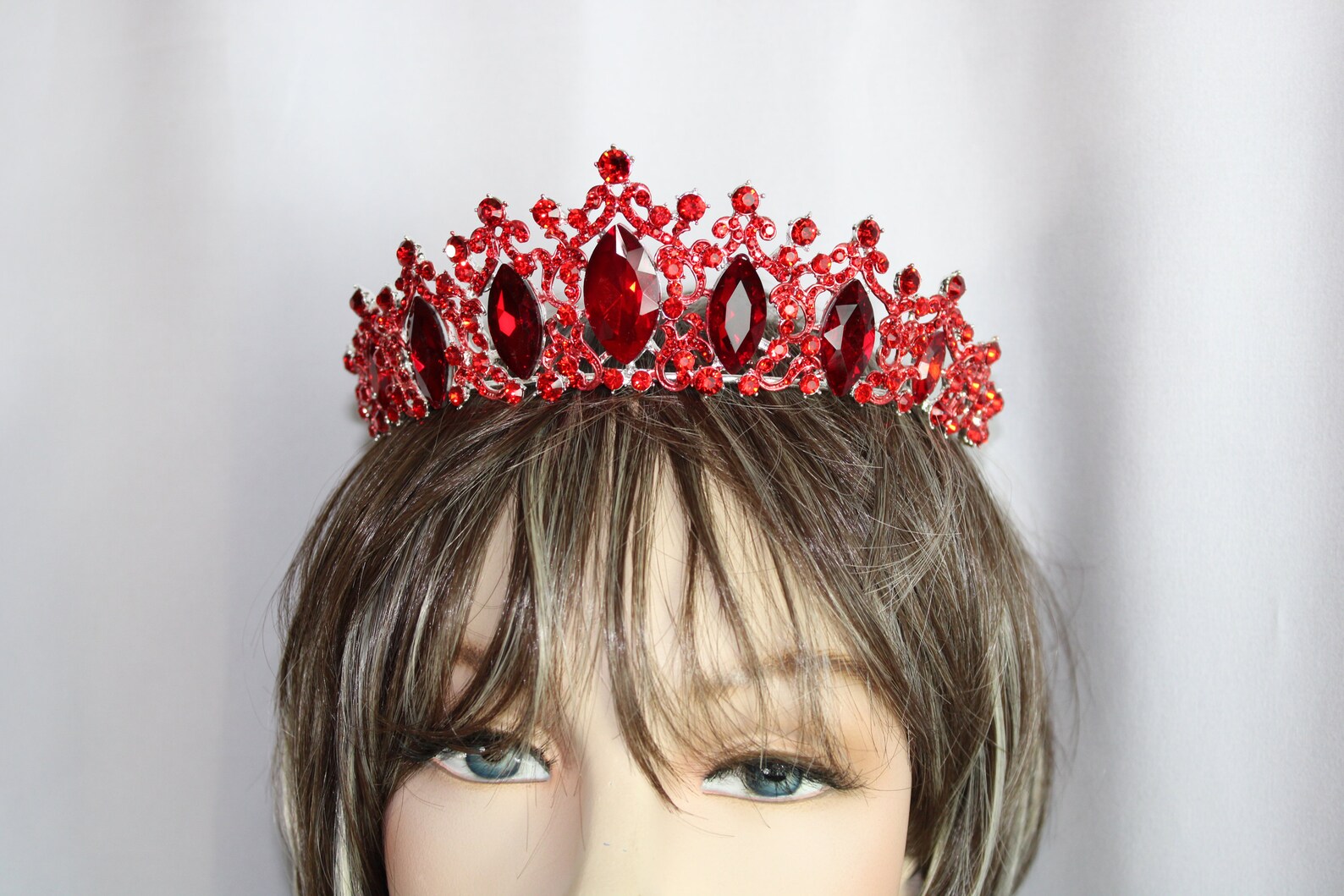 Red Ruby Rhinestone Glass Crystal Beauty Bridal Queen Tiara | Etsy