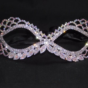 Silver AB Rhinestone Eye Mask Masquerade Mask Mardi Gras Party New Year ...