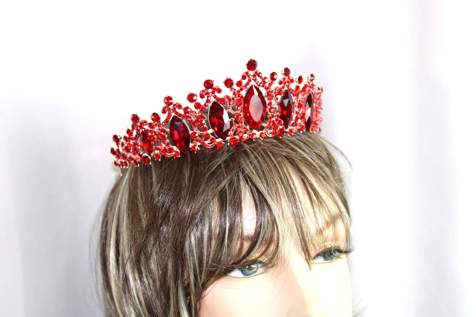 Red Ruby Rhinestone Glass Crystal Beauty Bridal Queen Tiara | Etsy