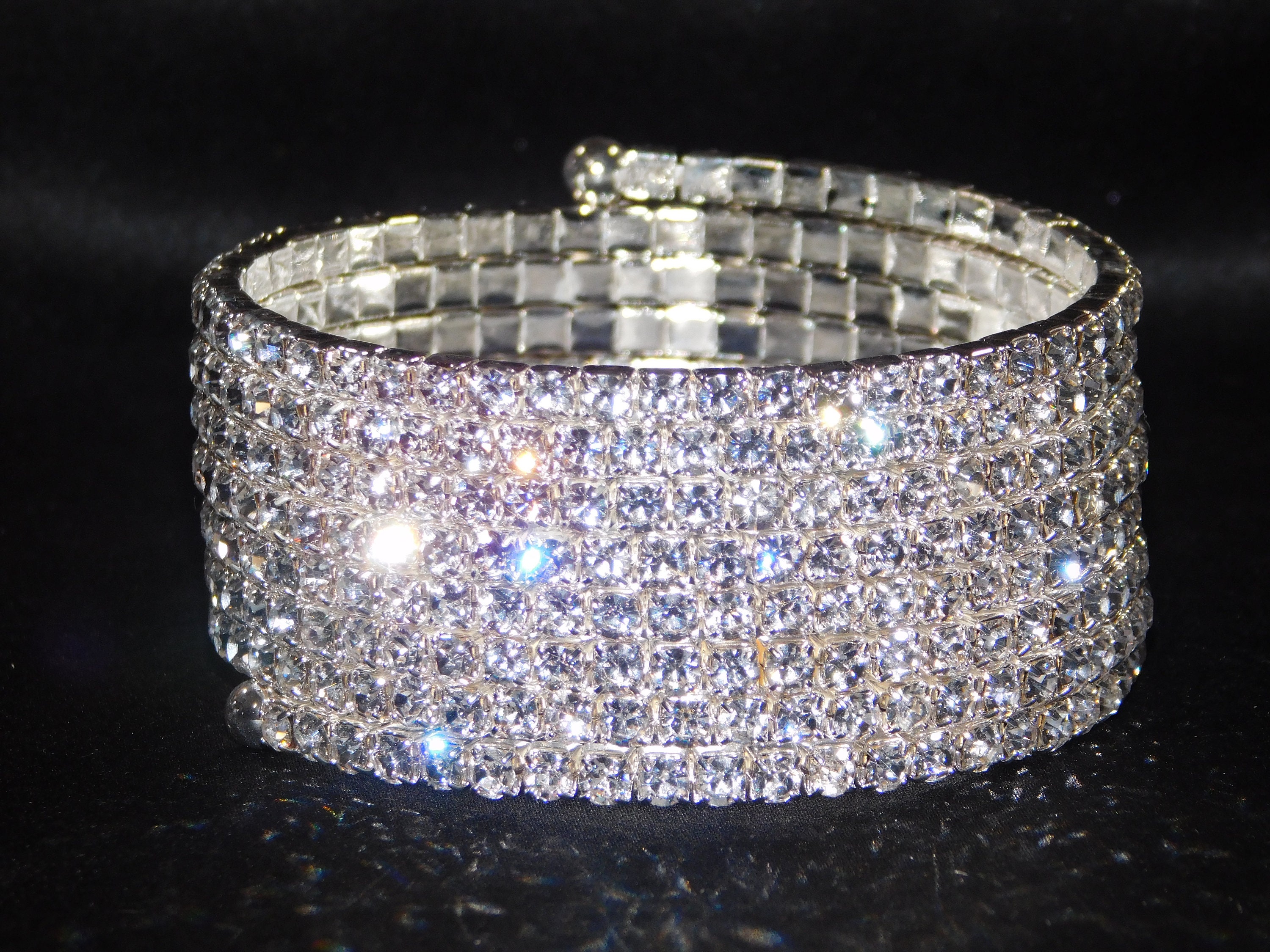 Silver Rhinestone 7 Spiral Bridal Party Upper Arm Band Bangle - Etsy