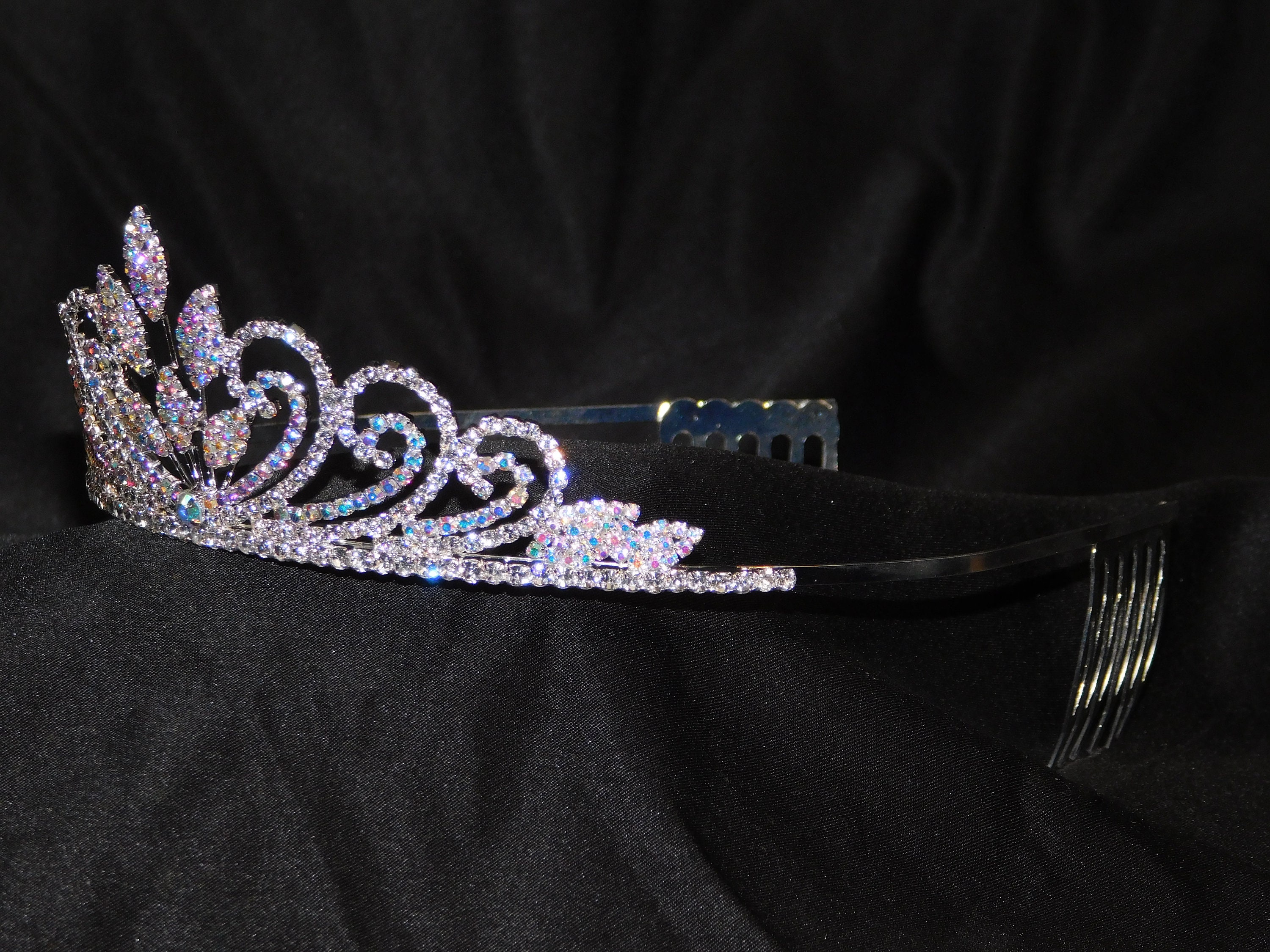 Silver AB Rhinestone Crystal Queen Tiara Prom Crown Bridal | Etsy