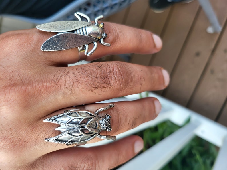 Vintage Style Silvertone Cicada Ring Adjustable Handmade - Etsy