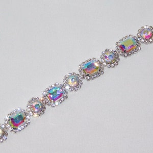 Silver Square & Round Rhinestone Crystal Bridal Party Bracelet /3264 - Etsy
