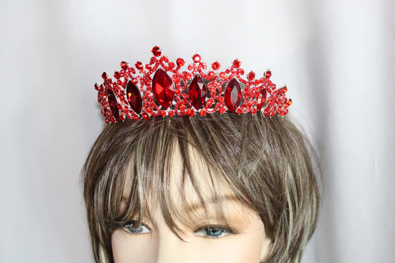 Red Ruby Rhinestone Glass Crystal Beauty Bridal Queen Tiara | Etsy