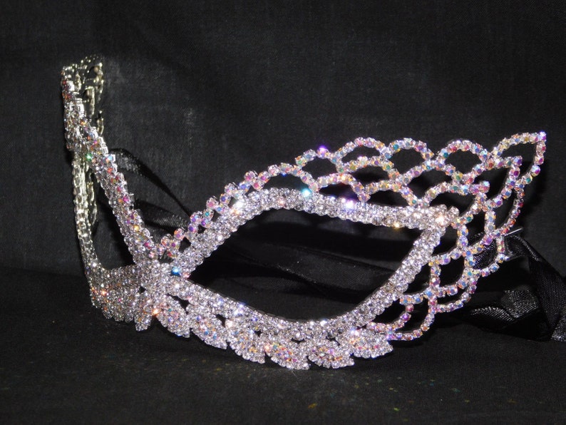 Silver AB Rhinestone Eye Mask Masquerade Mask Mardi Gras Party - Etsy