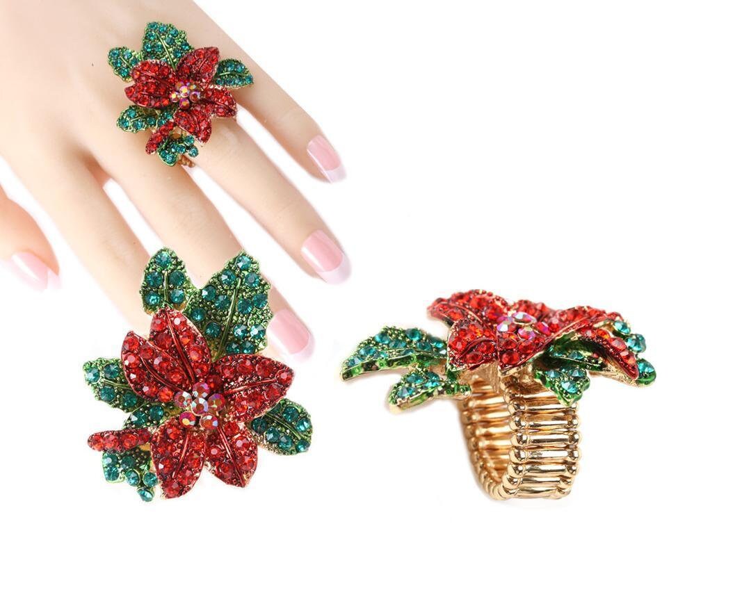 Christmas Holly Ring. Holiday Ring. Adjustable Ring Christmas Gift Gold ...