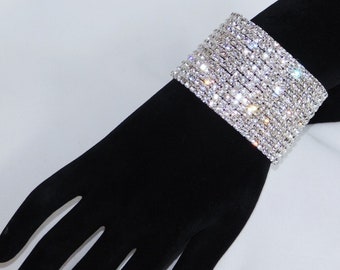 15 Row Silver Rhinestone Diamond Crystals Stretch Bracelets | Etsy