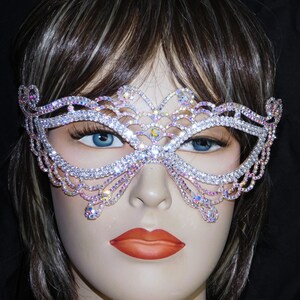 Silver Rhinestone Crystal Eye Masquerade Butterfly Mask Mardi - Etsy