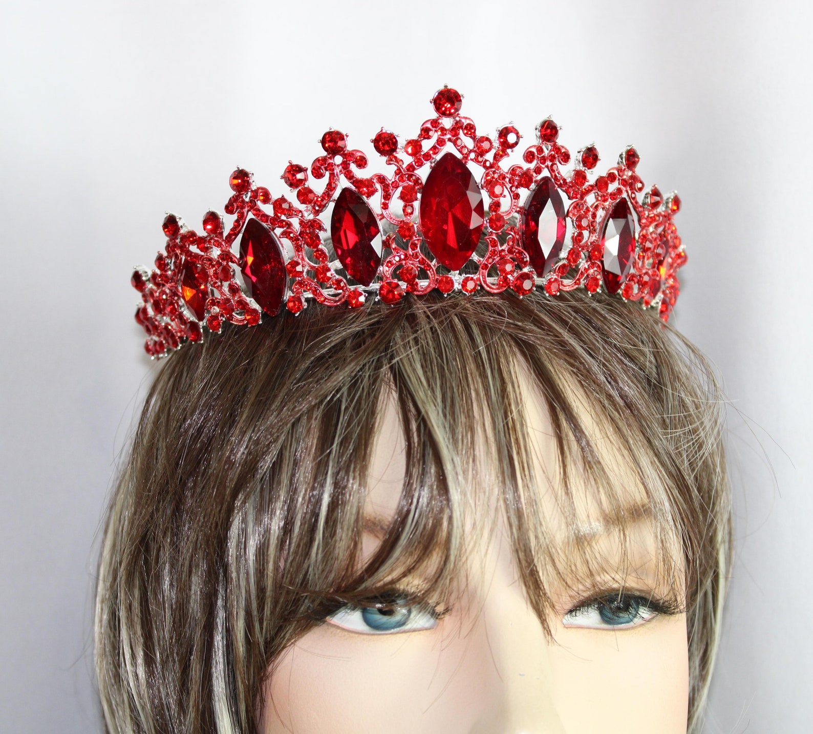 Red Ruby Rhinestone Glass Crystal Beauty Bridal Queen Tiara | Etsy