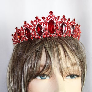 Red Ruby Rhinestone Glass Crystal Beauty Bridal Queen Tiara | Etsy