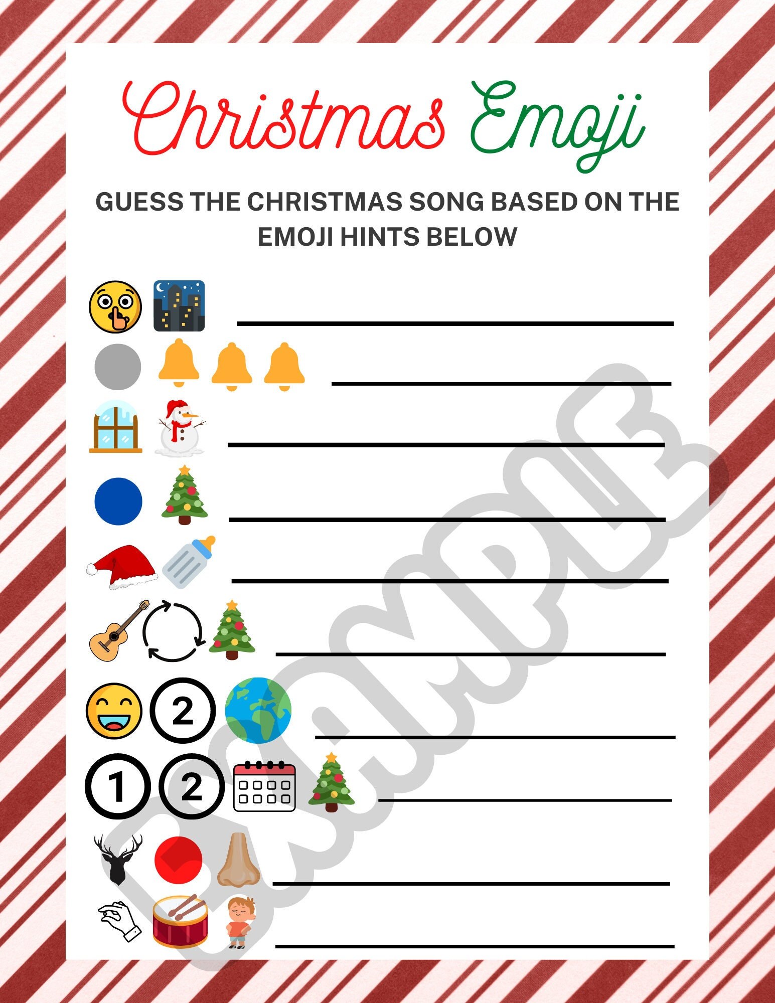 Christmas Song Emoji Game - Etsy