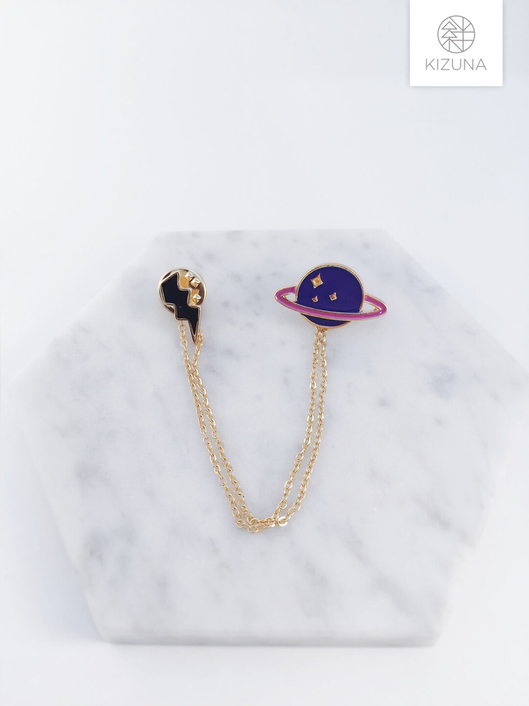 Thunder X Saturn Collar Pin Planet Pin Thunder Pin - Etsy