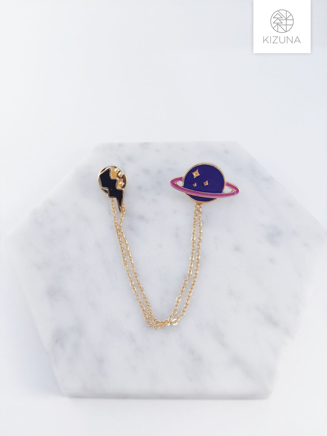 Thunder X Saturn Collar Pin Planet Pin Thunder Pin - Etsy