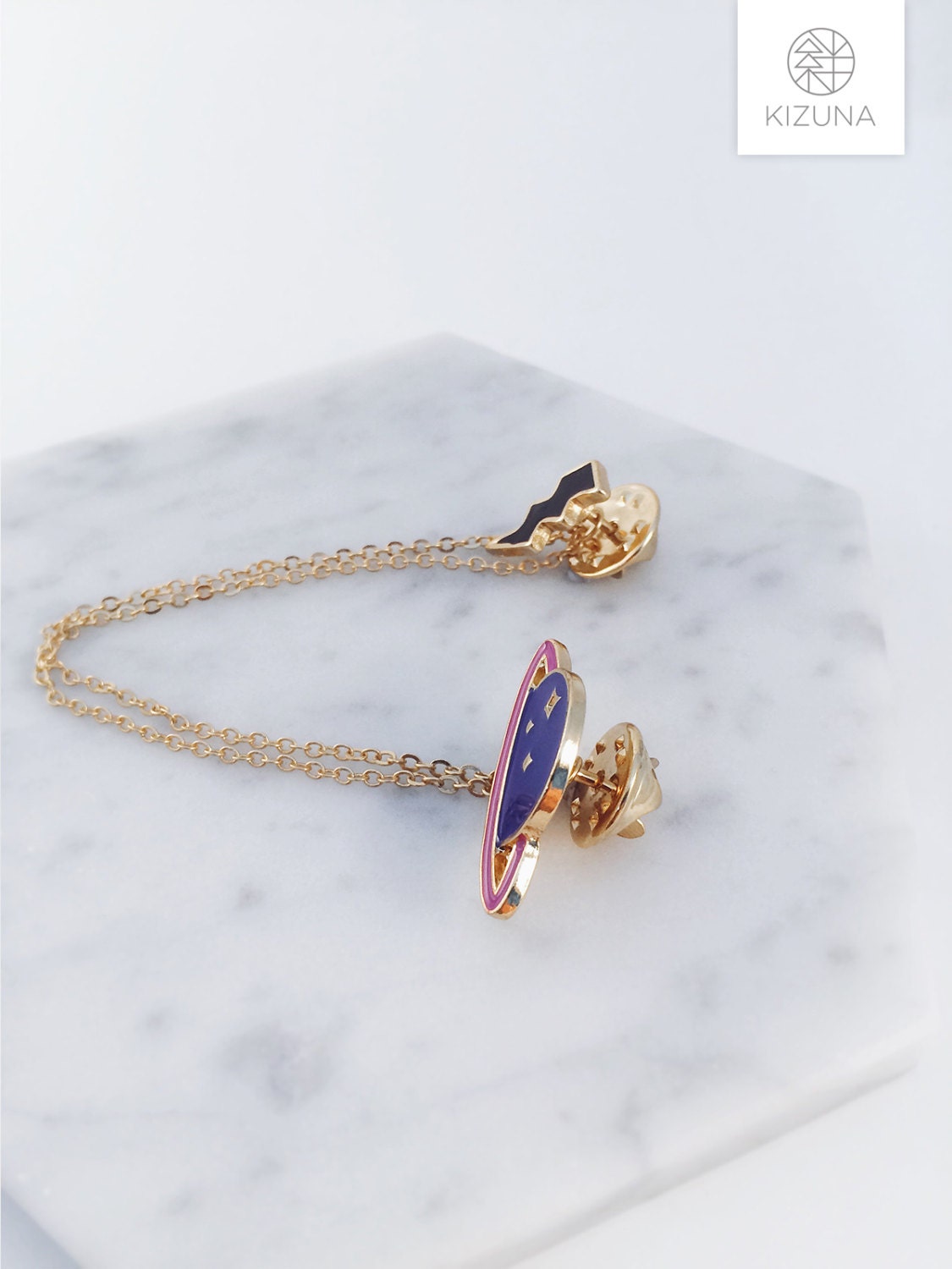 Thunder X Saturn Collar Pin Planet Pin Thunder Pin - Etsy