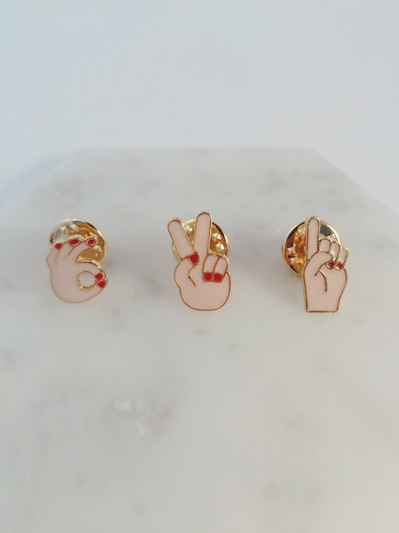 Hand Pin Peace Pin Point Pin Okay Pin Hand Gesture | Etsy