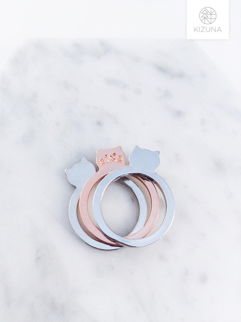Stackable Cat Rings Pink Gold Rings Gold Rings Cat - Etsy