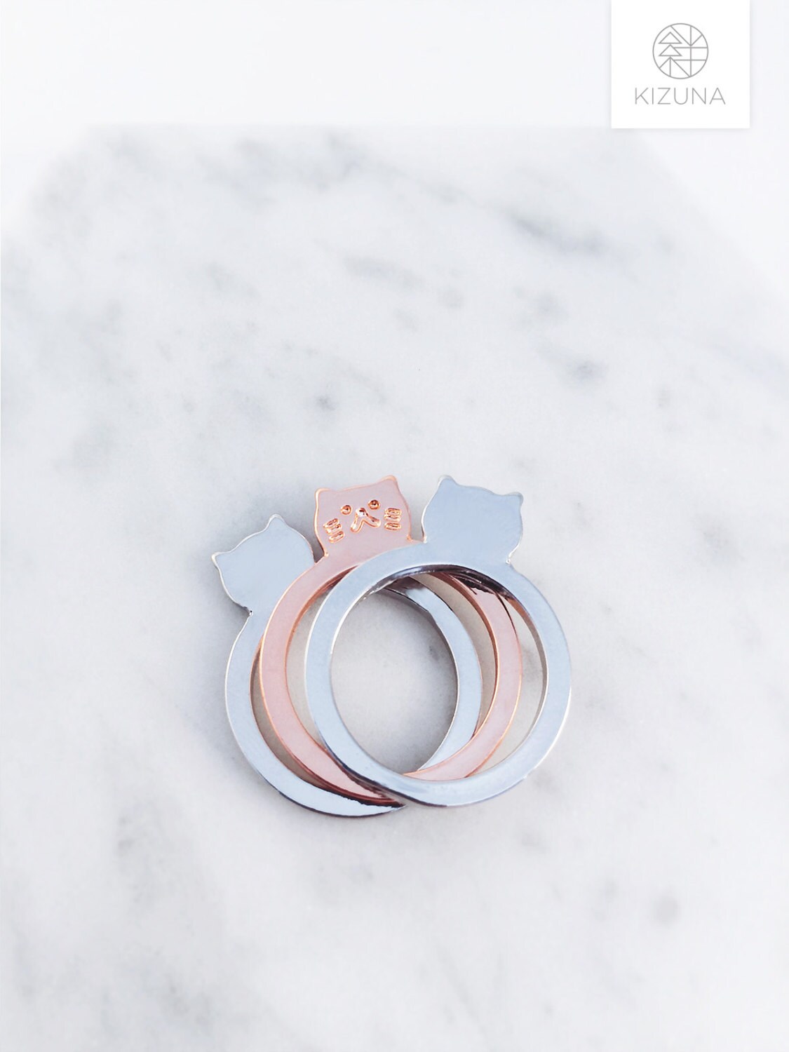 Stackable Cat Rings Pink Gold Rings Gold Rings Cat - Etsy