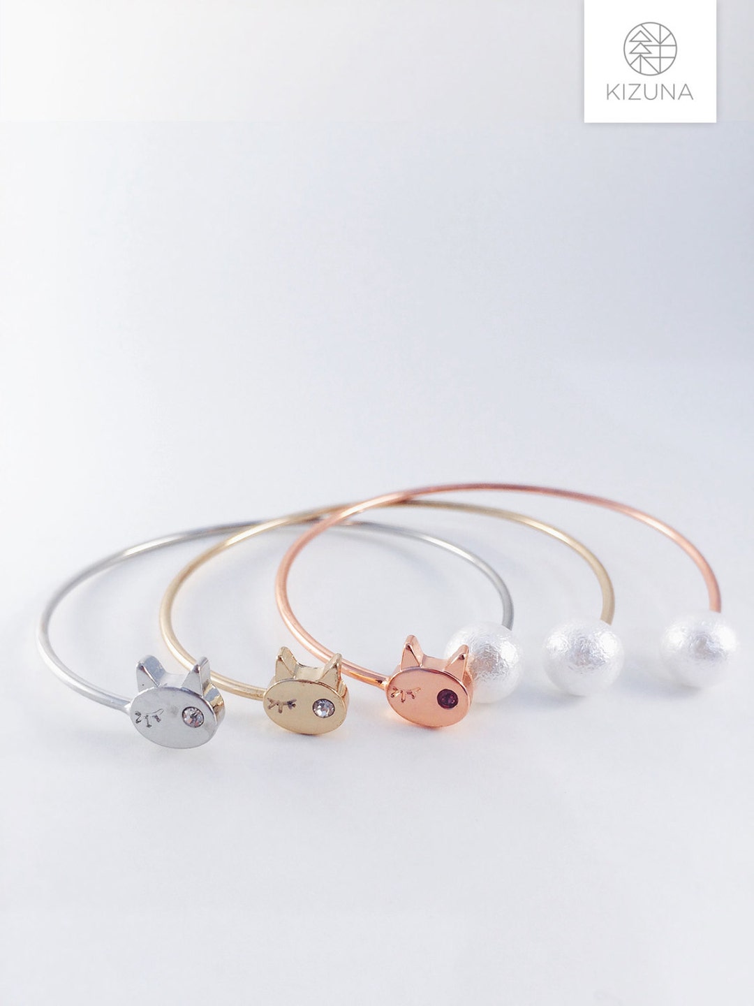 Cat Bangle With Pearl Cat Lovers Pink Gold Cat, Cat Bracelet, Cat Bangle, Cat Accessories - Etsy ...