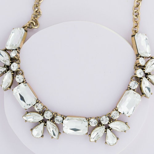 Statement Necklace Bridal Necklace Rhinestone Crystal Etsy