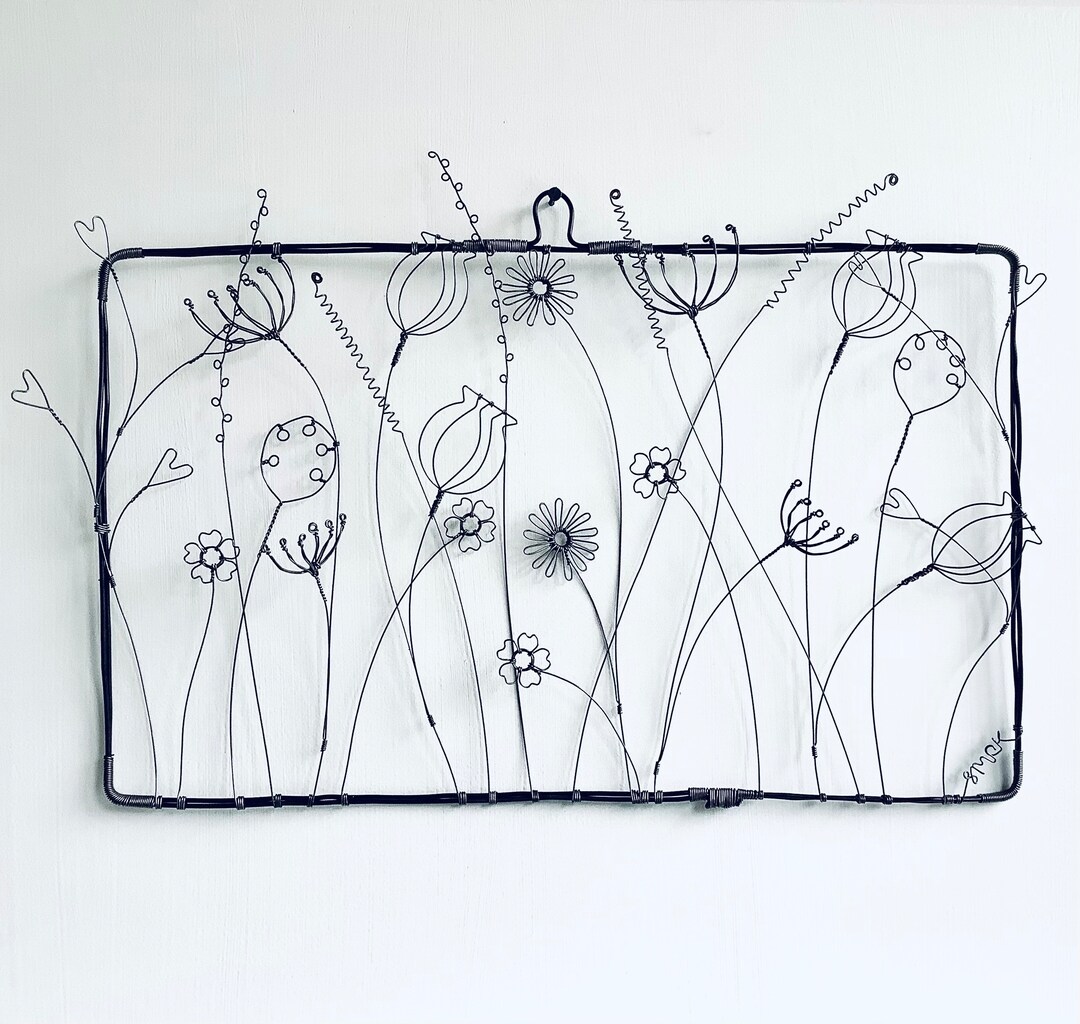 Wire Flower Meadow in a Wire Frame. Flowers Seed Heads & - Etsy