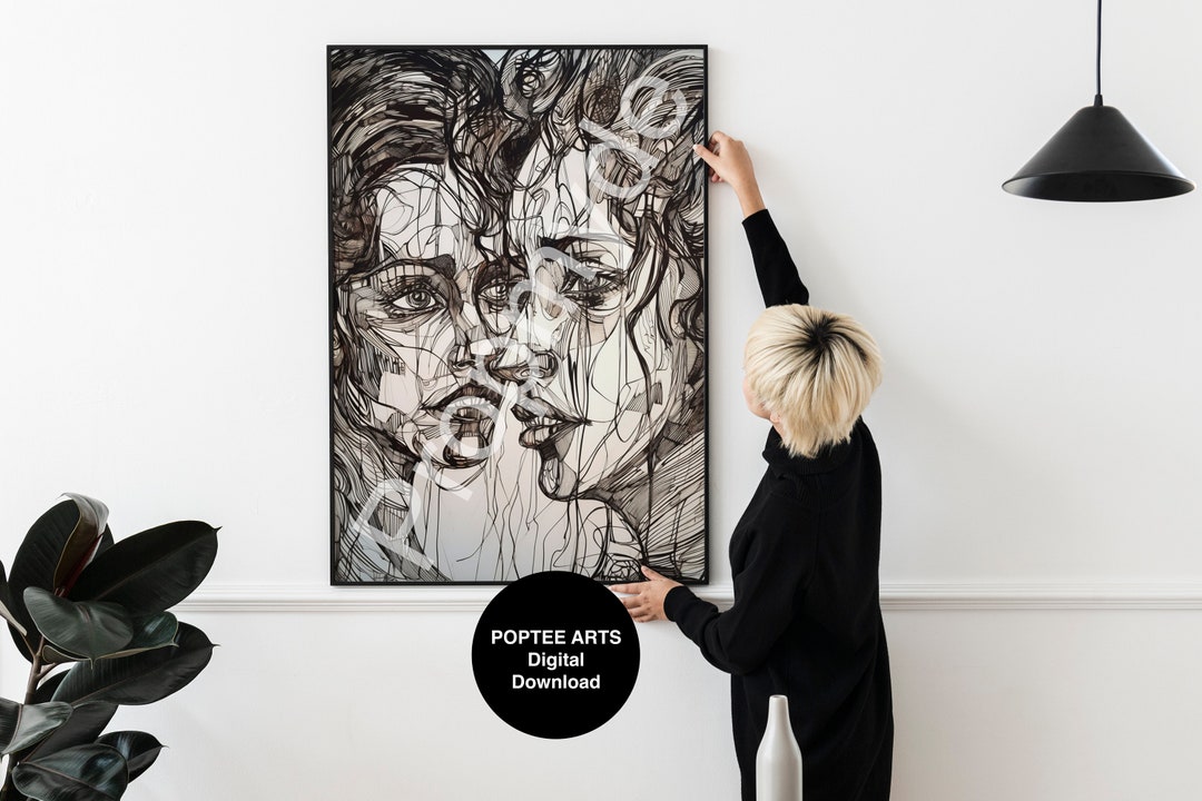 An Ink Drawing of Two Faces Talking to Each Other in the Eye.digital on ...