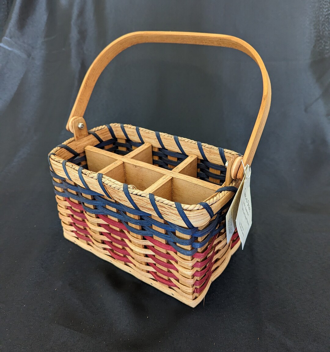 Authentic Handmade Amish-style Carrying Basket 6 Compartments Crafted ...