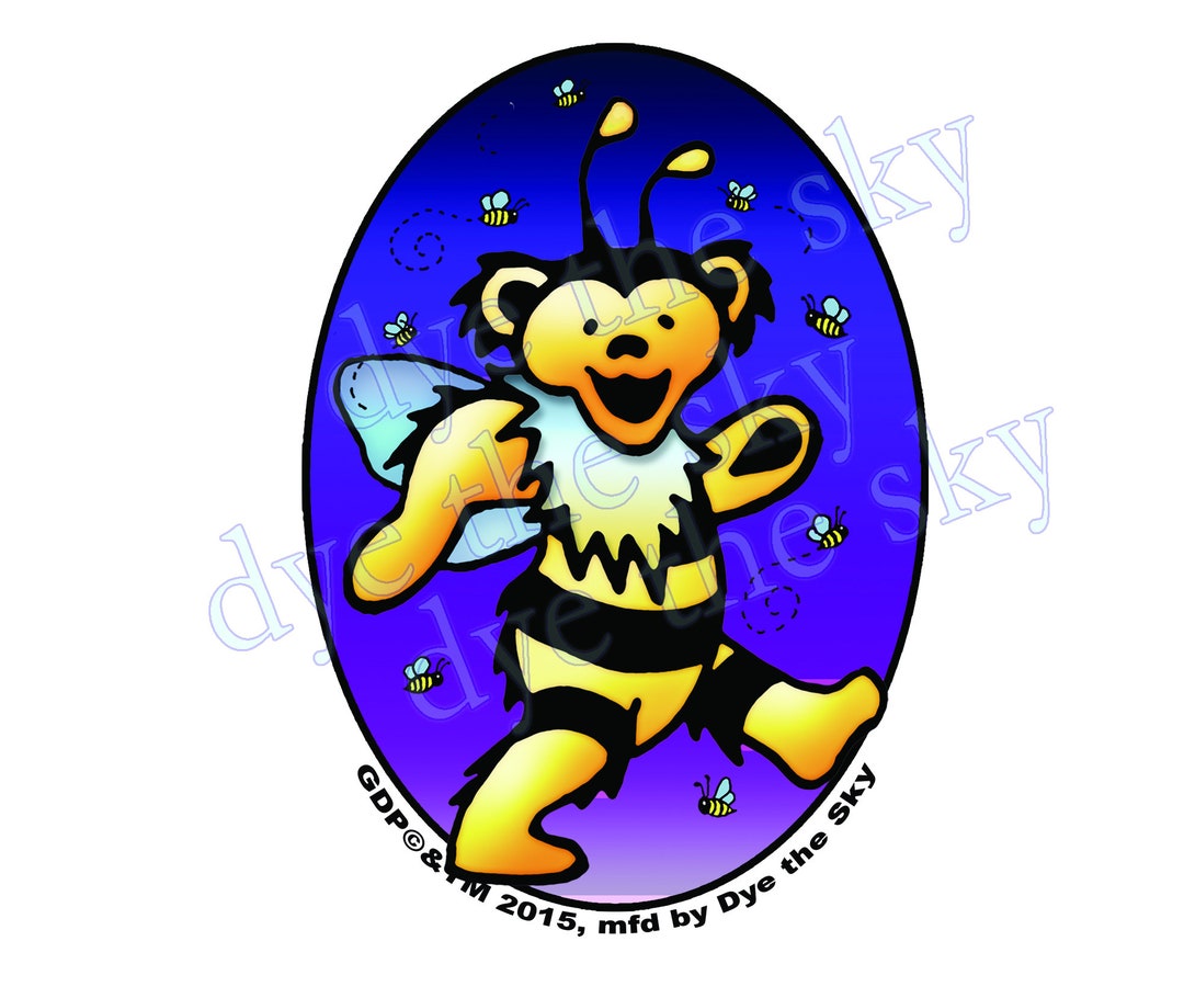 Grateful Dead Sticker/decal Dancing Bear Bee on an Adhesive Backed ...