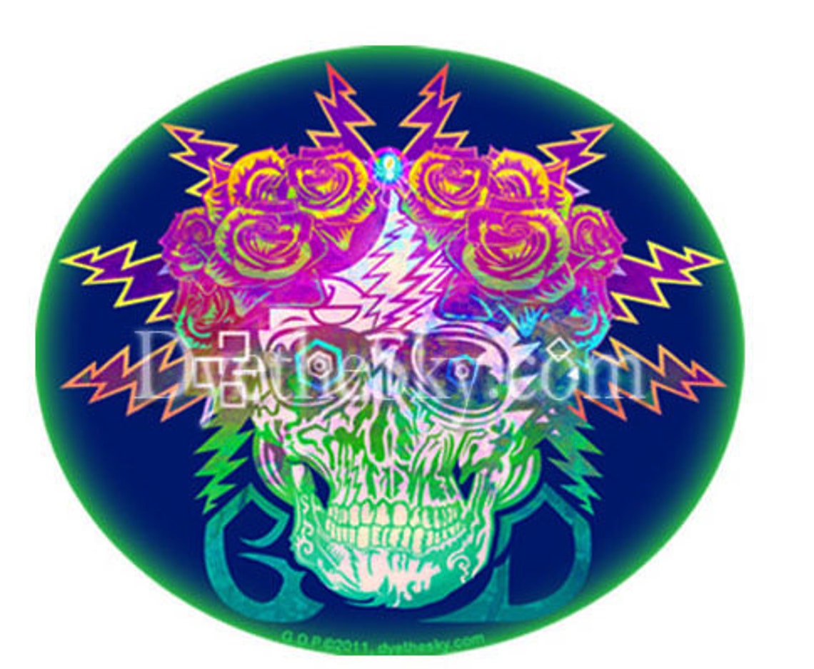 Grateful Dead Sticker/electric Skull and Roses /bertha . Car - Etsy