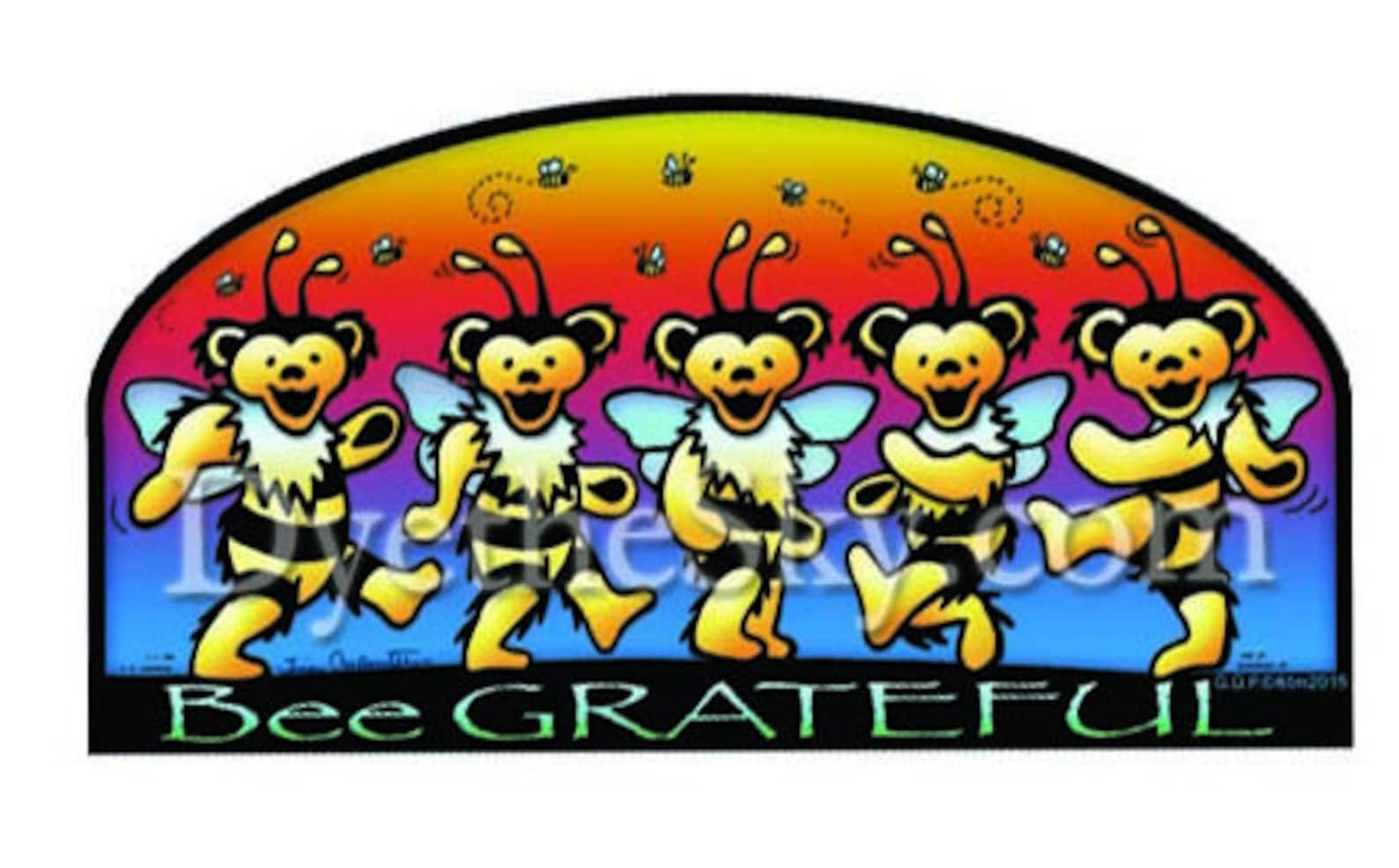 Grateful Dead Sticker-bee Grateful - 2 Sizes- Dancing Bear Bees! Car ...