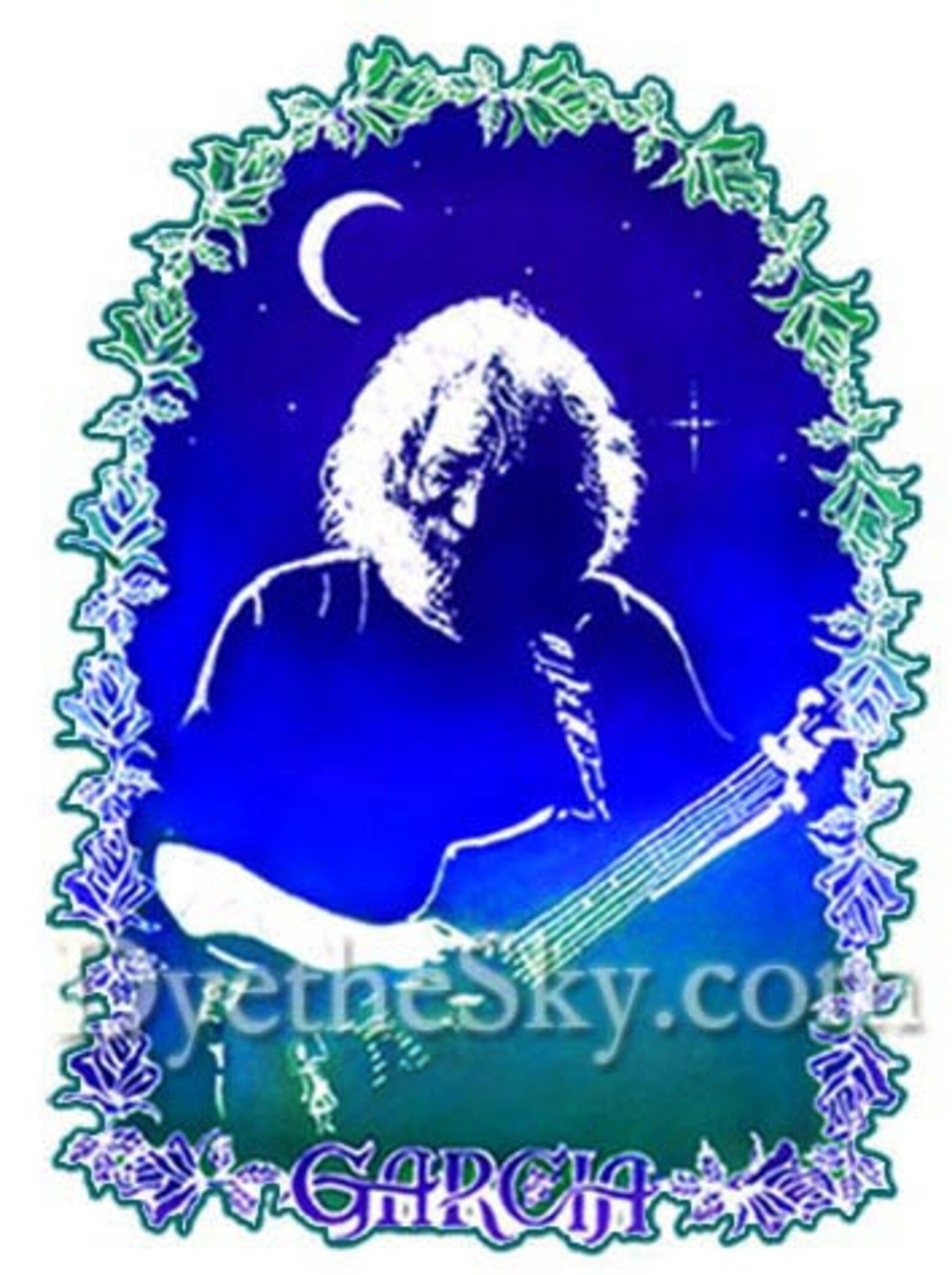 Jerry Garcia Sticker-garcia With Roses. Car Sticker Laptop | Etsy