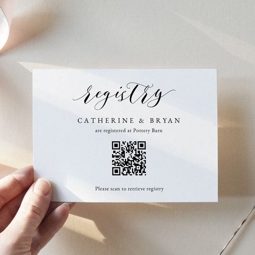 QR Code Gift Registry Card Insert Minimalist Printable - Etsy