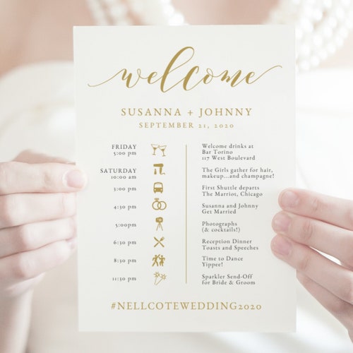 Gold Wedding Timeline Editable Timeline Icon Card Studio | Etsy