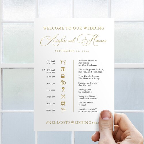 Gold Wedding Timeline-100% Editable-icon Timeline-editable - Etsy