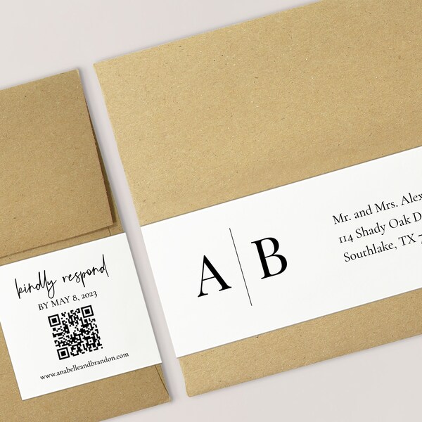 Qr Code Wraparound Envelope Label Template - Etsy