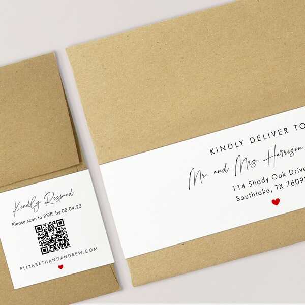 Qr Code Wraparound Envelope Label Template - Etsy
