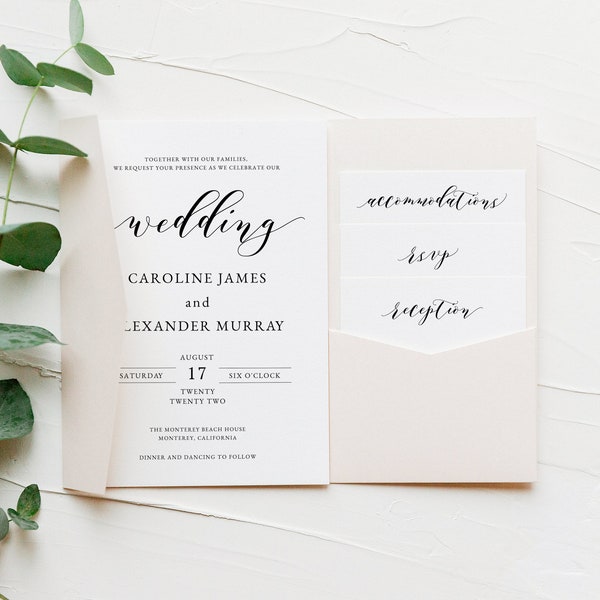 Stacked Pocket Invitation - Etsy