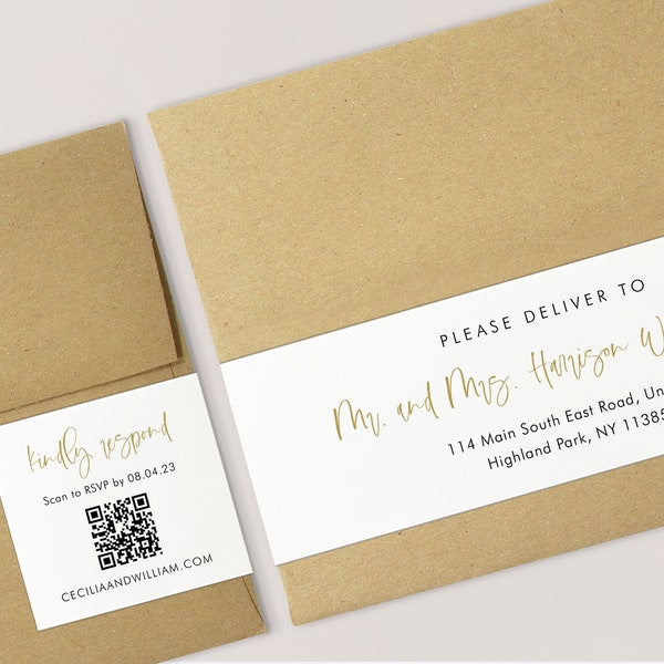 Qr Code Wraparound Envelope Label Template - Etsy