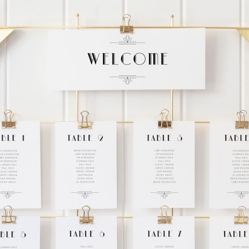 Birthday Seating Chart Editable Art Deco Gatsby Luxury Black - Etsy